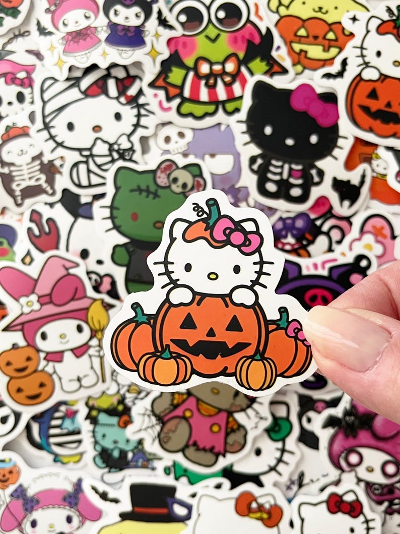 50 Hello Kitty Halloween Stickers, Kawaii, Sanrio Keroppi, My Melody ...