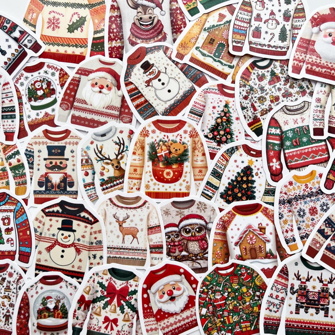 Ugly Christmas Sweater Stickers for Gift Tags, Journals, Phone Cases ...