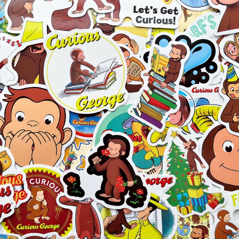 Curious George Stickers Pack for Journals, Laptops, Phone Cases and ...