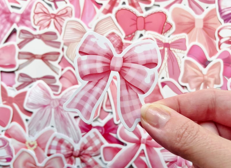 Pretty Pink Bow Stickers Coquette Aesthetic for Laptops, Phone Cases ...