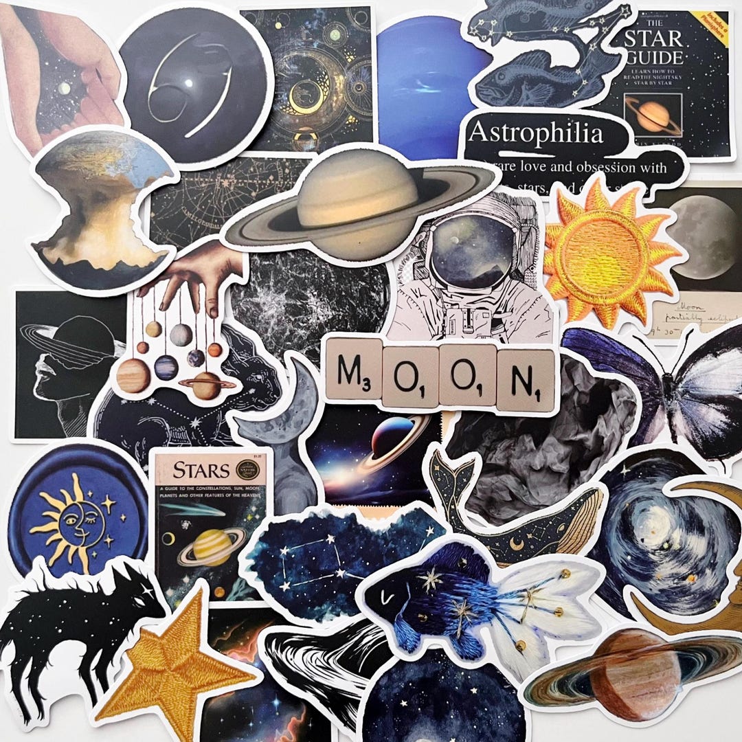 Space Galaxy Astronomy Stickers Planets, Star, Moon, Earth Pack of 10 ...