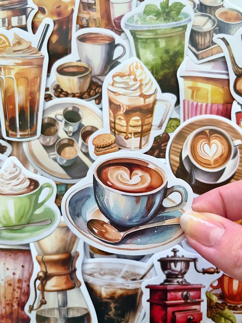 Coffee Lover Stickers, Coffee Shop Stickers for Journals, Phone Cases ...