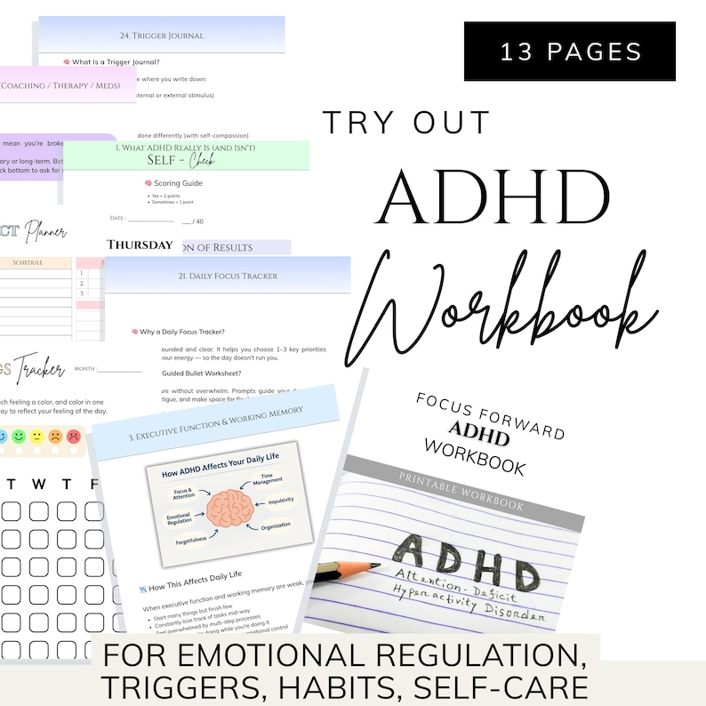 ADHD Workbook Sample: Printable Planner, Tracker, Reflection (PDF ...