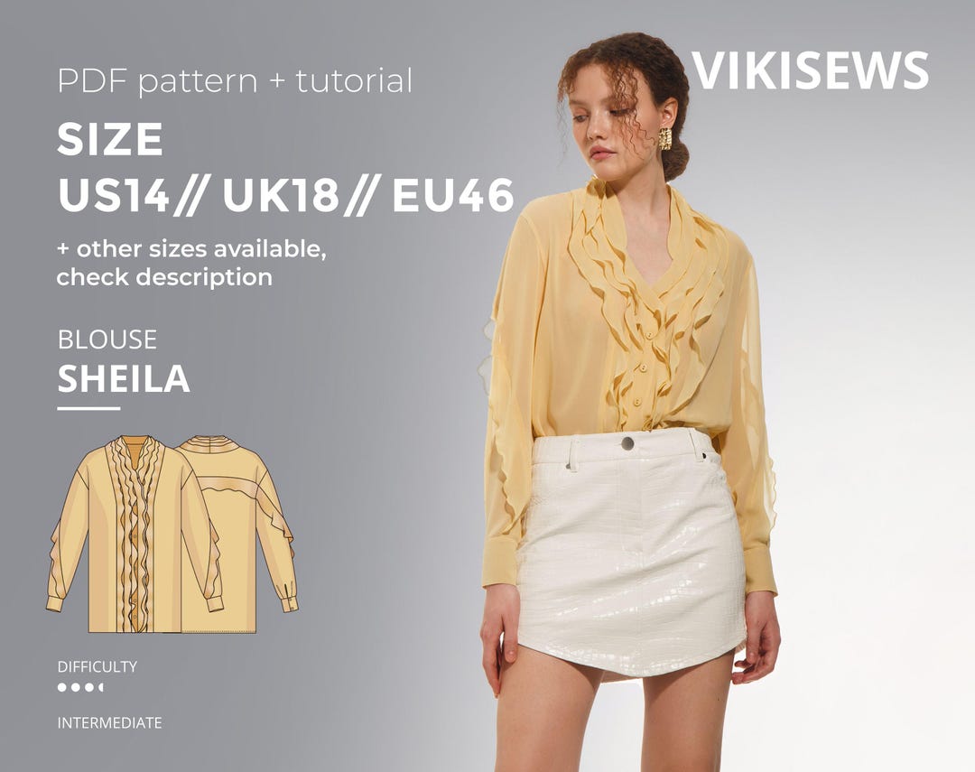 Sheila Blouse Digital Pattern Pdf Sewing Pattern With Tutorial, Ruffle ...