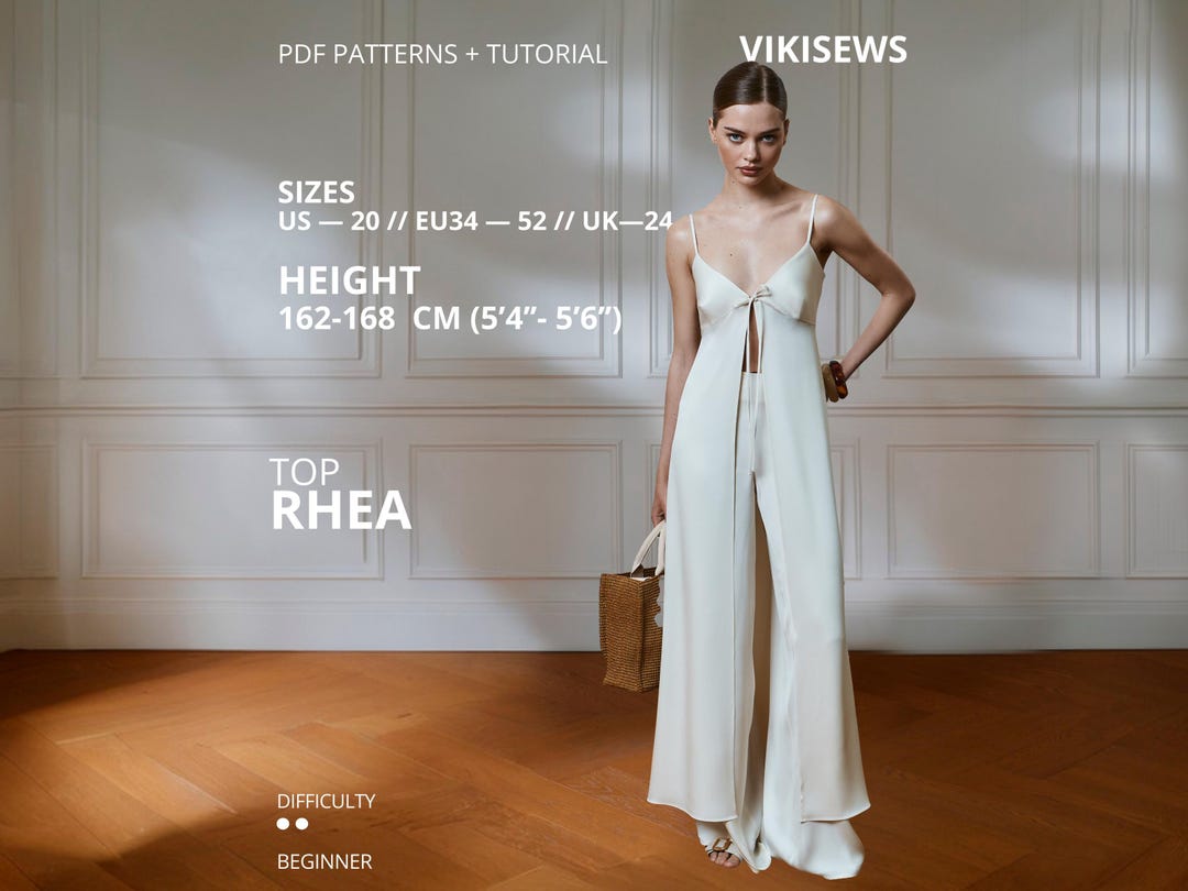 Rhea Top Sewing Pattern PDF Open Front Maxi Top Tie Front Camisole ...