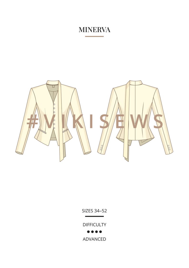 Minerva Blazer Sewing Pattern PDF With Tutorial Varsity Jacket Pattern ...