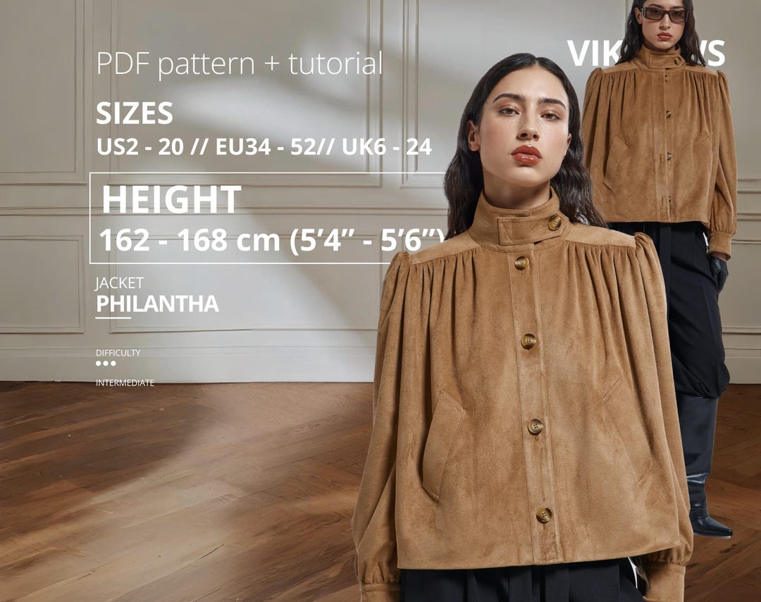 Philantha Jacket Sewing Pattern PDF Designer Statement Jacket Tailored ...