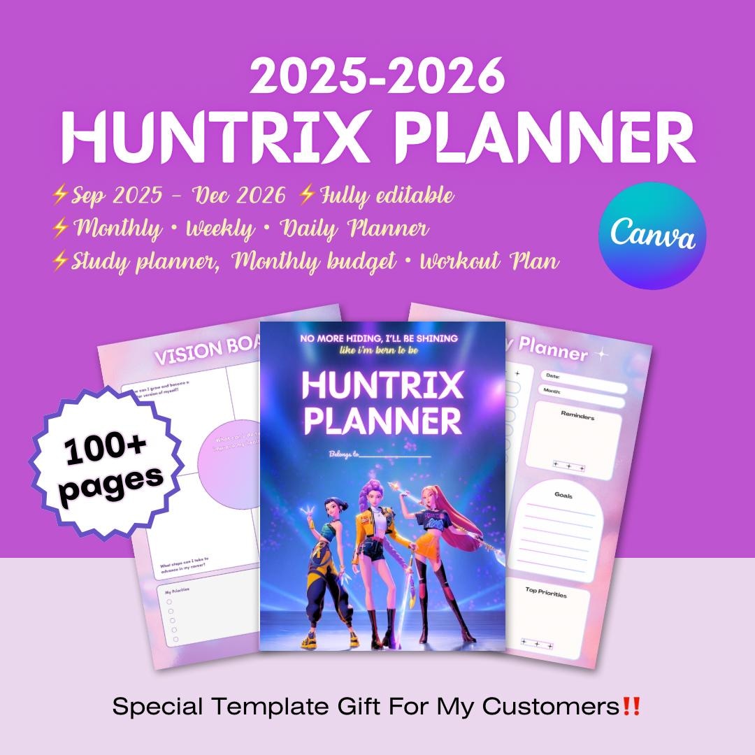 Kpop Huntrix Planner 2025-2026 – Printable Life Planner (canva Editable ...
