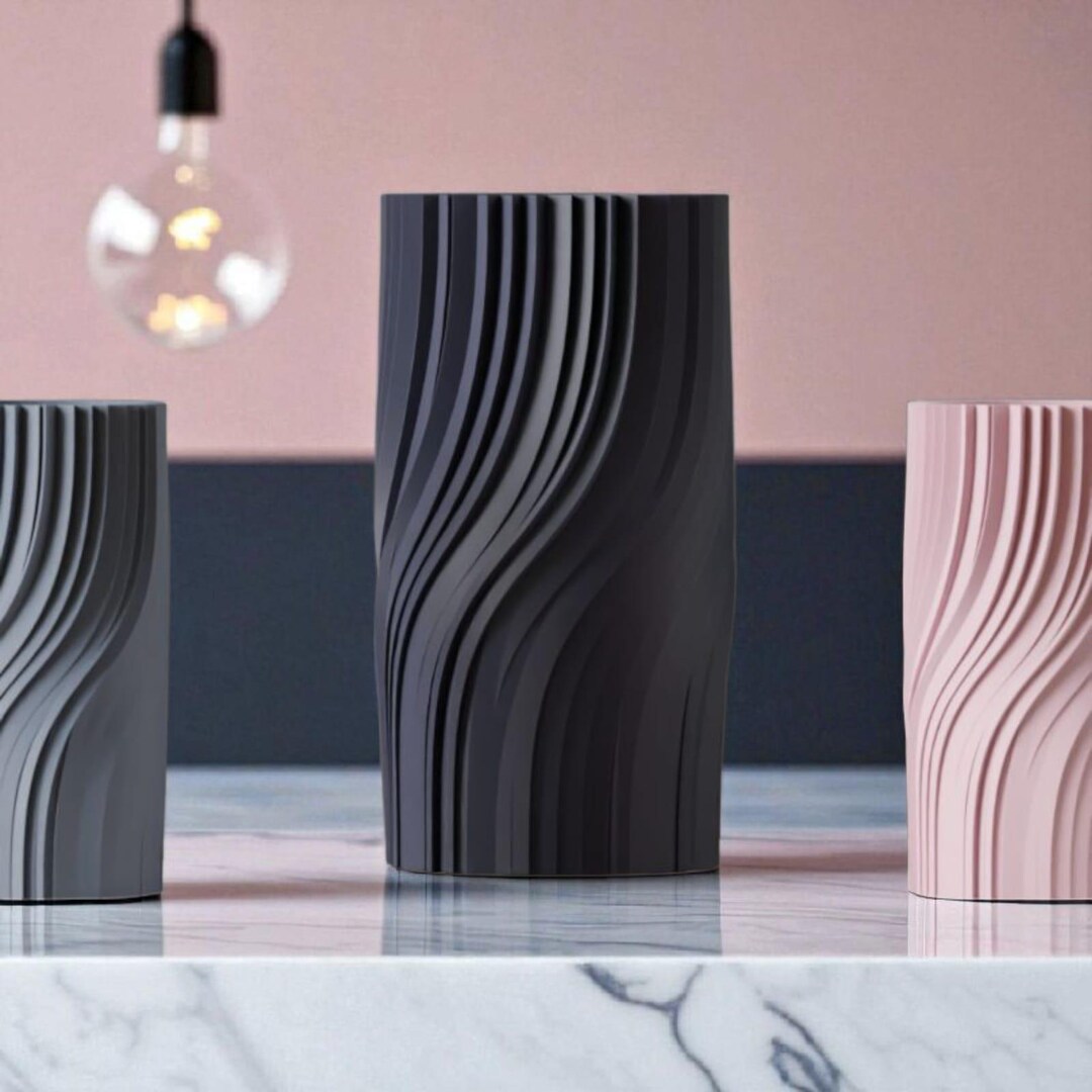 Modern Wavy Vase: 3D Printed Eco-friendly Decor - Etsy