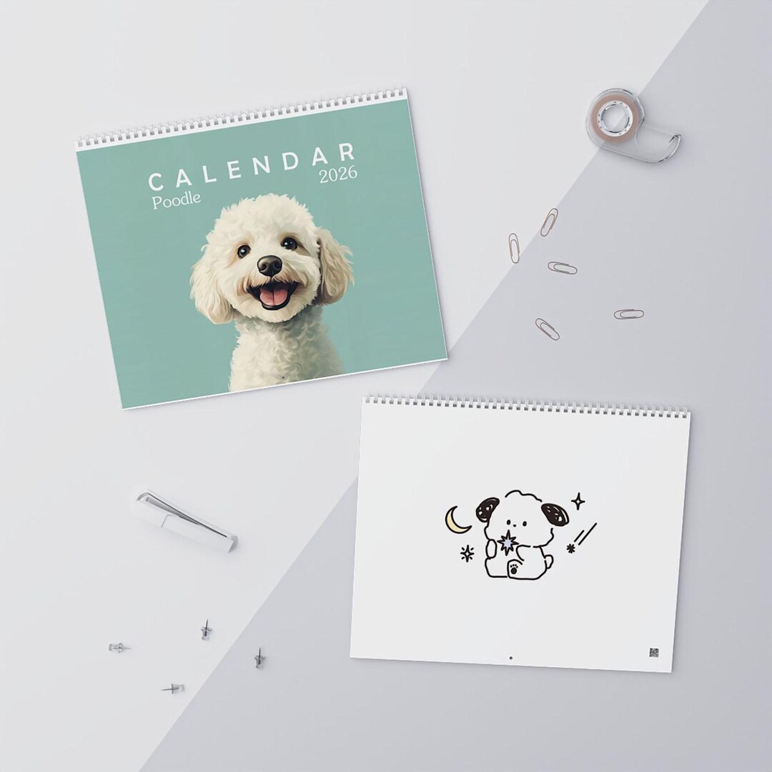 Poodle Dog Calendar 2026 : Desktop and Wall Calendar Options, Supports ...