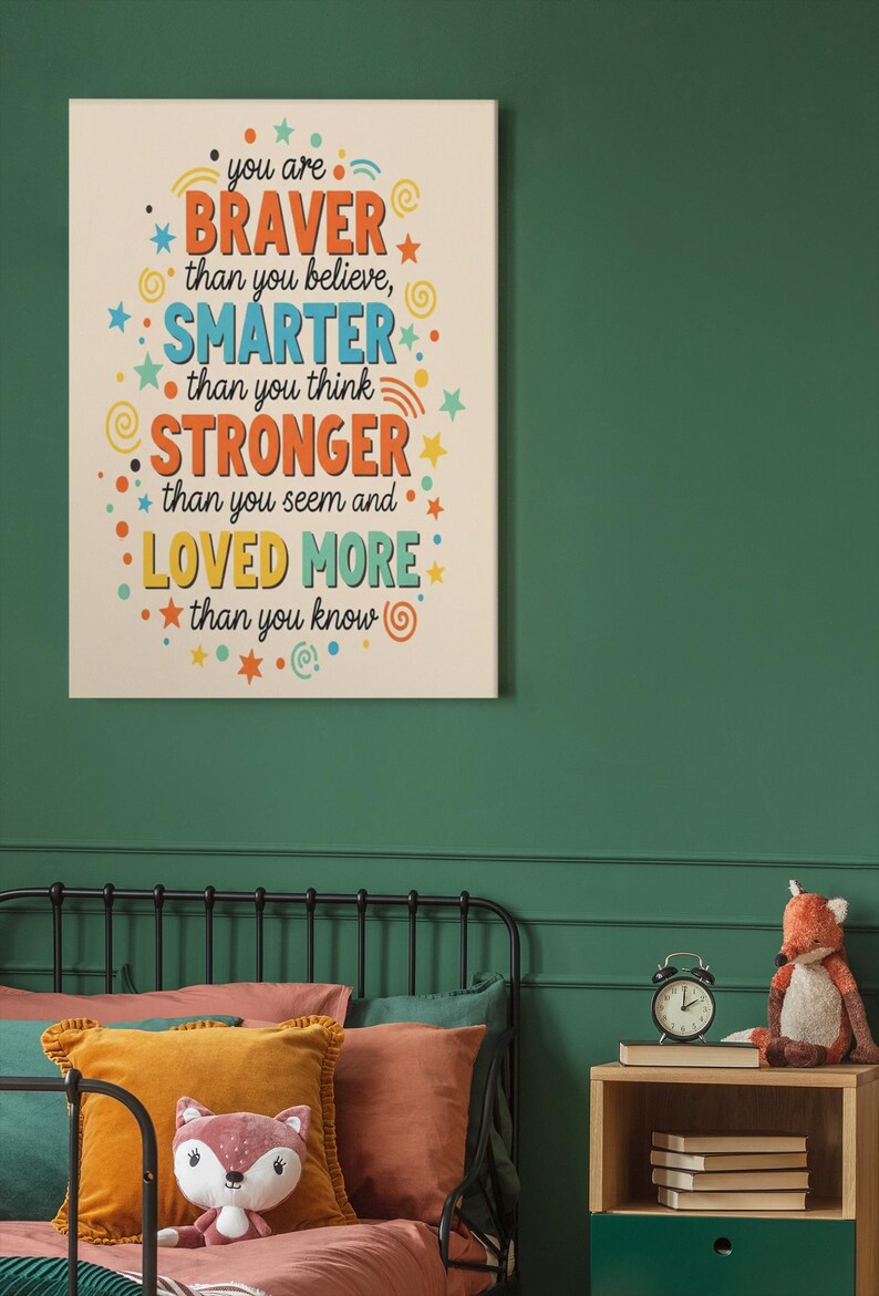 Braver Smarter Stronger Loved Print, Motivational Quote Wall Art ...