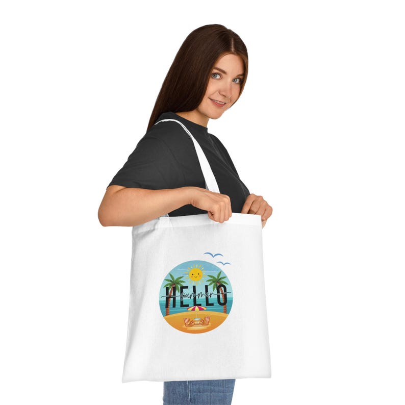 Summer Tote Bag, Beach Bag, Reusable Shopping Tote, Hello Summer Tote ...