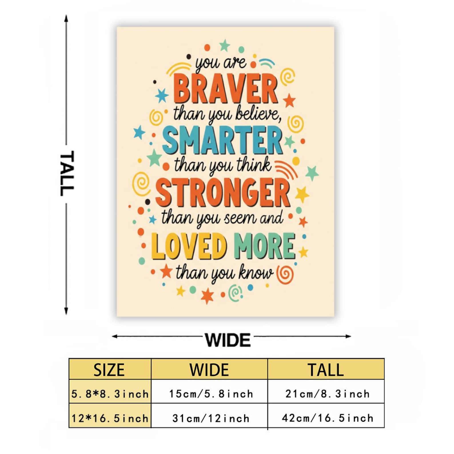 Braver Smarter Stronger Loved Print, Motivational Quote Wall Art ...