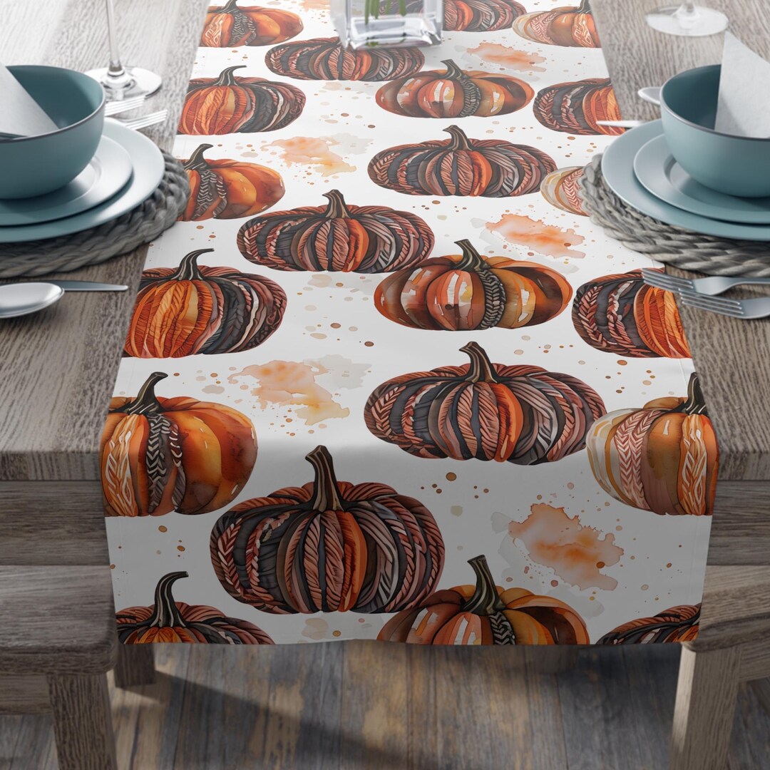 Fall Pumpkin Table Runner, Thanksgiving Dinner Table Decor ...