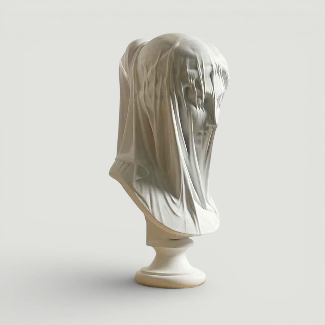 Veiled Face Bust Sculpture, Abstract Resin Statue, Classical Head Art ...