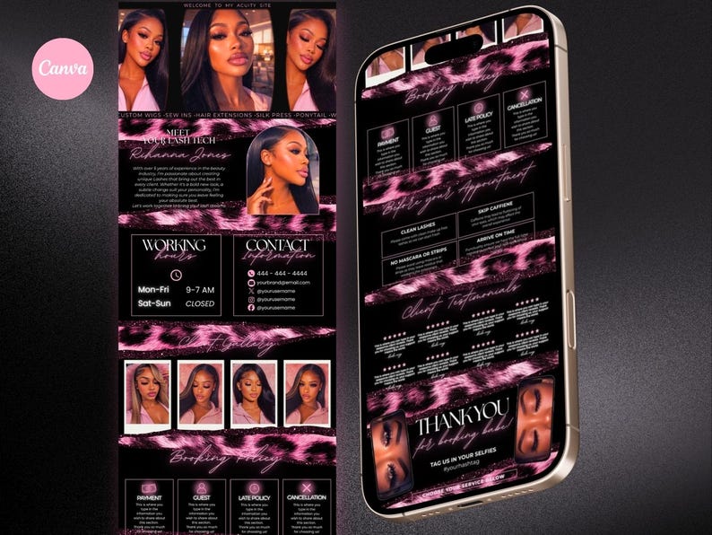 Lash Tech Acuity Scheduling Template: Leopard Cheetah Booking Website ...