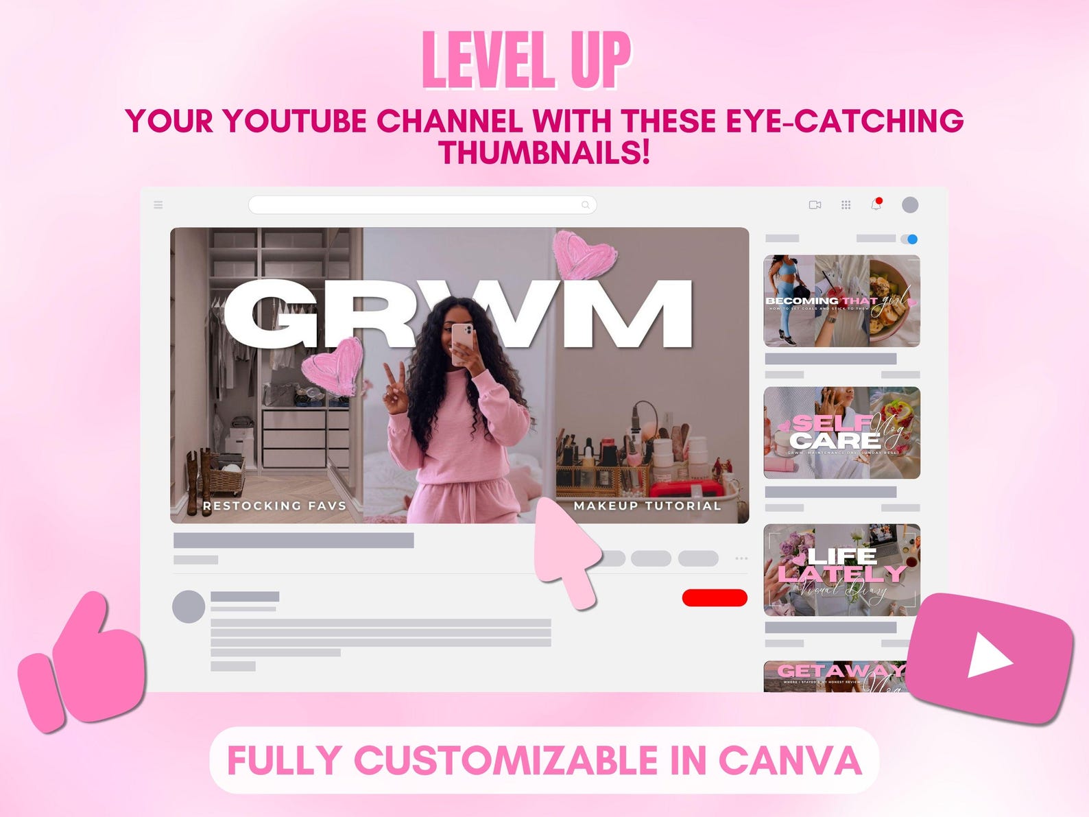 Youtube Thumbnail Canva Template Youtube Vlog Thumbnail Contentcreator ...