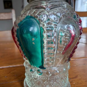 Vintage Glass Oil Lamp, Red Drip Pattern, Ruby Chimney, Hong Kong Decor ...