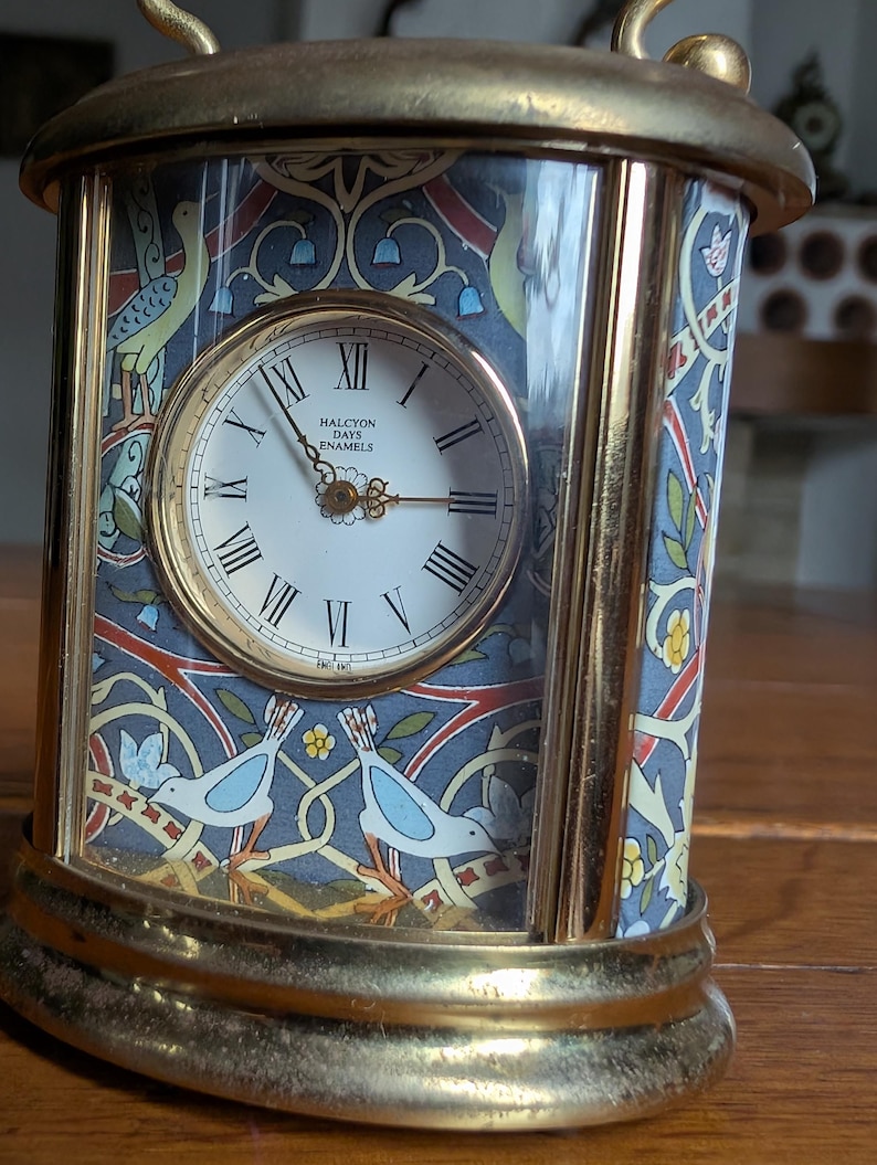 Vintage 1980s Halcyon Days Hand Painted Enamel Quartz Carriage Clock in ...