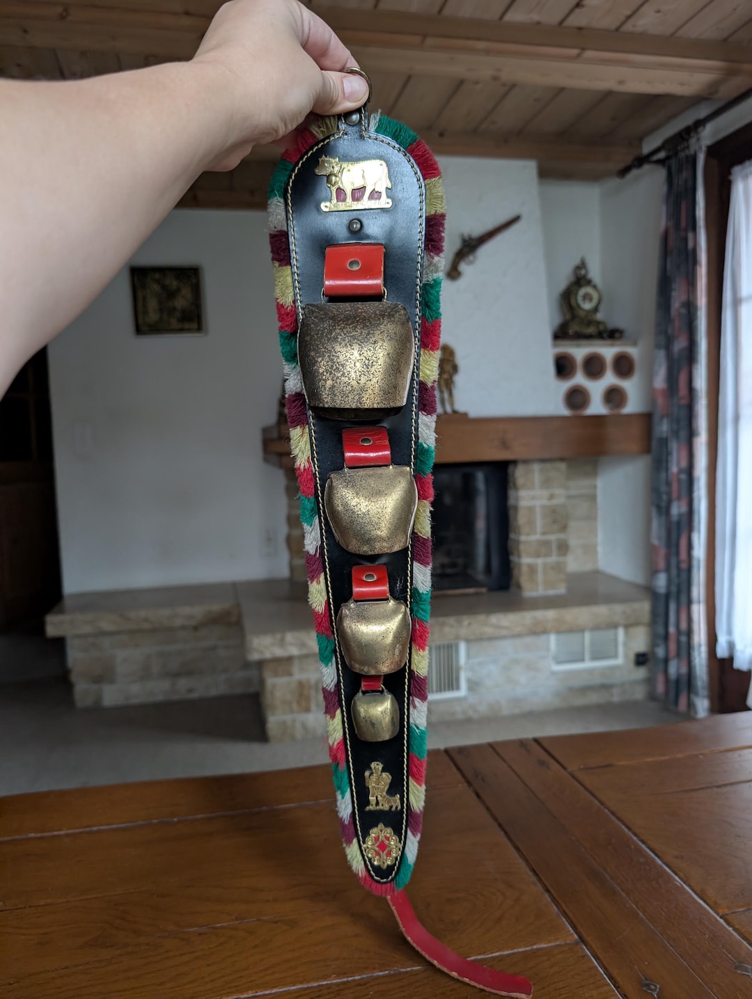 Traditional Swiss Leather Bell Strap With 4 Brass Alpine Bells and ...