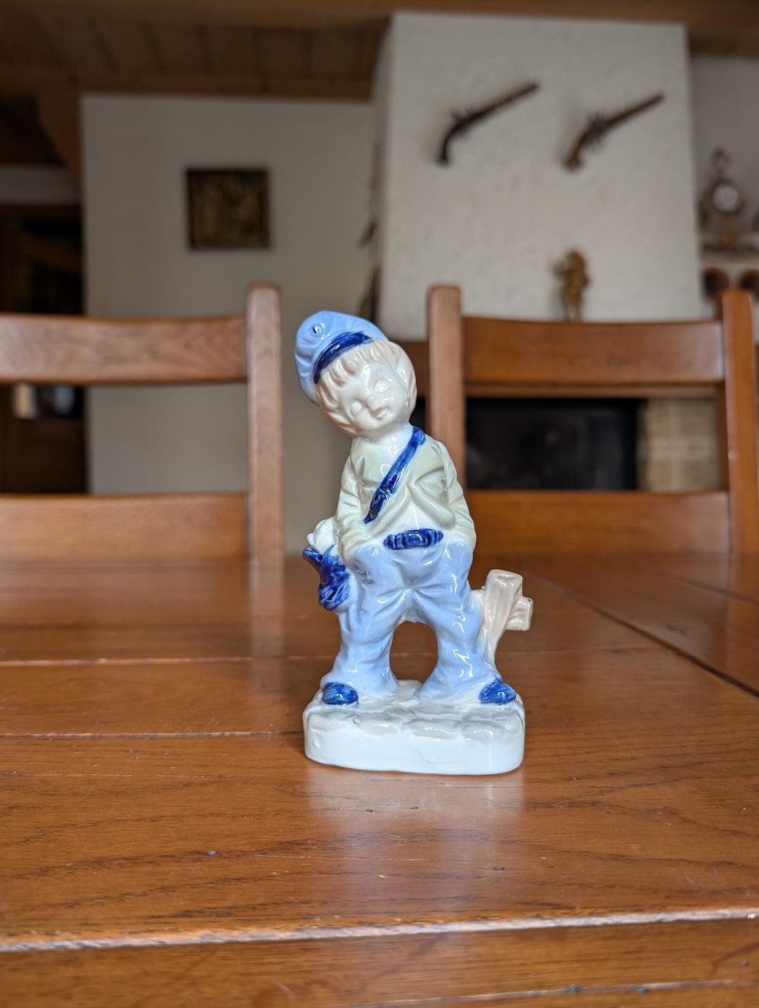 Vintage Delft Blue Mailman Figurine: Rustic Porcelain Decor - Etsy