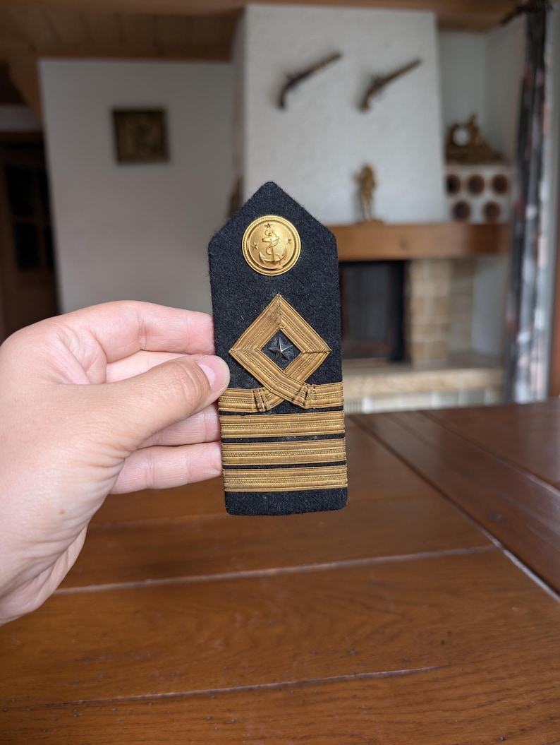 Vintage Naval Officer Epaulet, Gold Braid Anchor Emblem, Maritime Decor ...