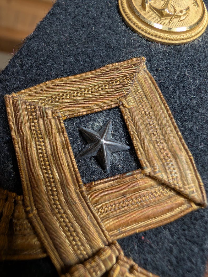 Vintage Naval Officer Epaulet, Gold Braid Anchor Emblem, Maritime Decor ...