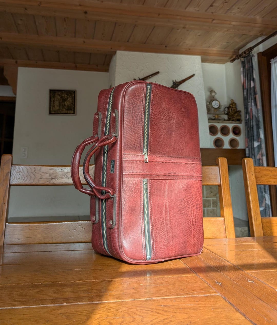Vintage Swiss Leather Travel Set: Burgundy Doctor Style Bag, Laptop Bag ...