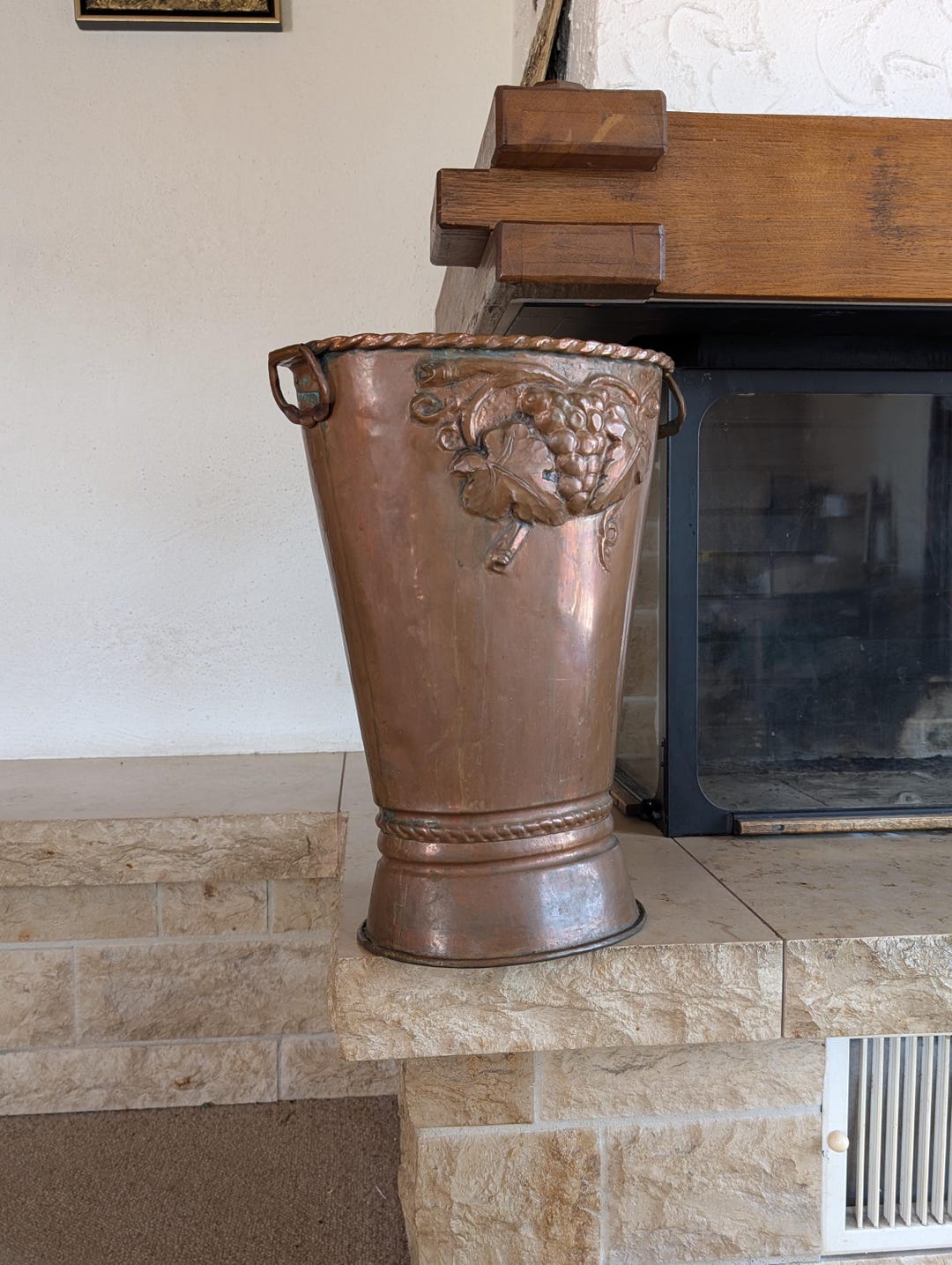 Swiss Vintage Copper Umbrella Stand With Grapevine Relief Rustic ...
