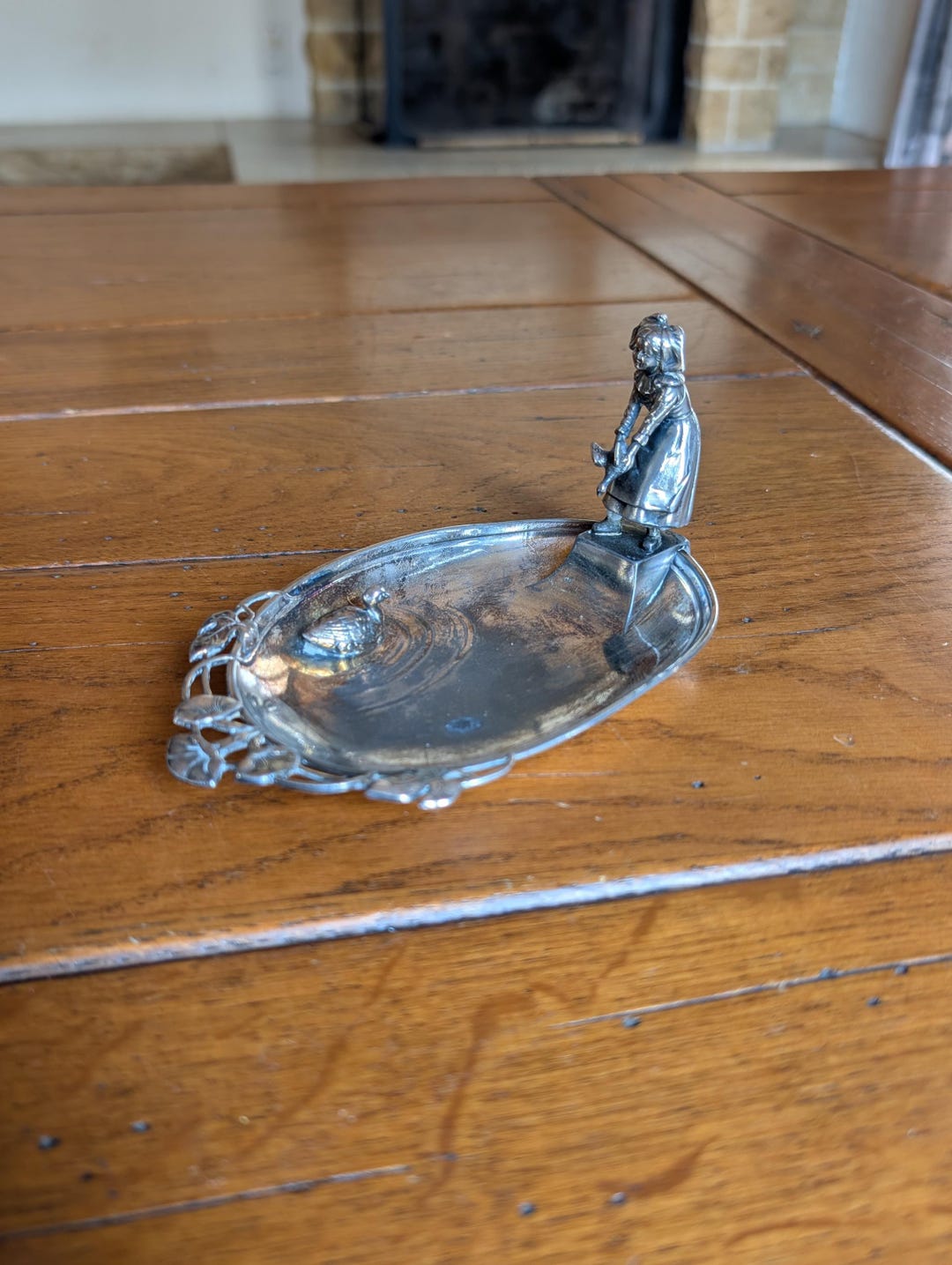 Vintage WMF Art Nouveau Pewter Pin Tray, Girl With Ducks, Jugendstil ...