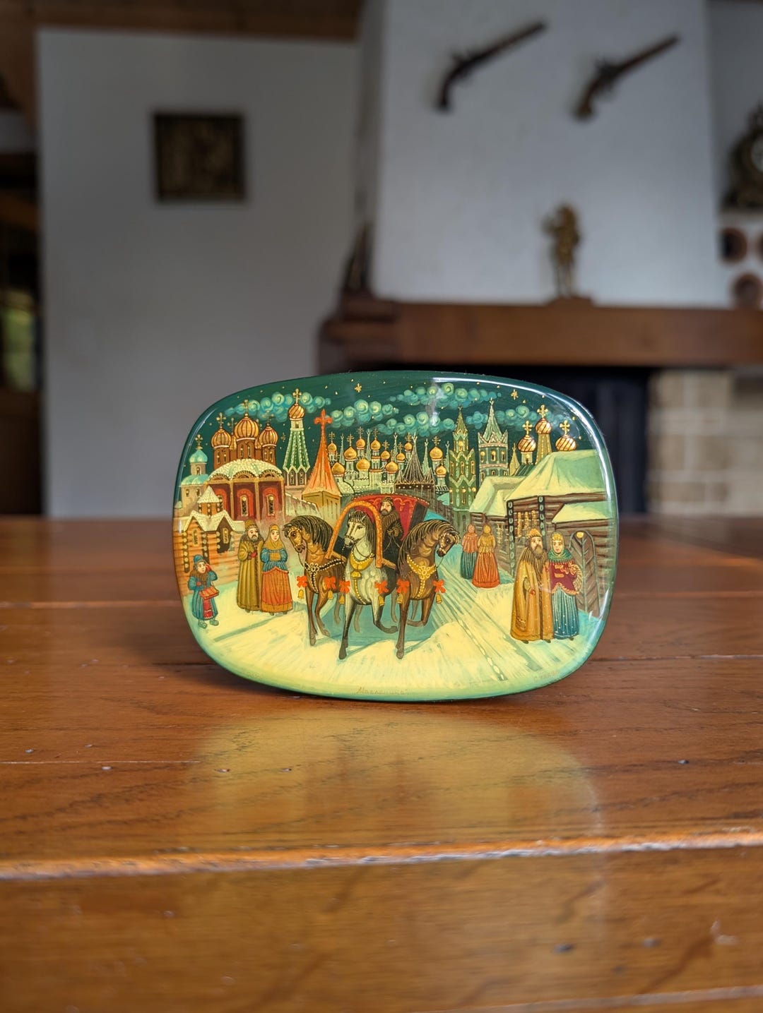 Russian Lacquer Box Hand Painted in Kholuy Style With Maslenitsa Winter ...