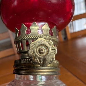 Vintage Glass Oil Lamp, Red Drip Pattern, Ruby Chimney, Hong Kong Decor ...