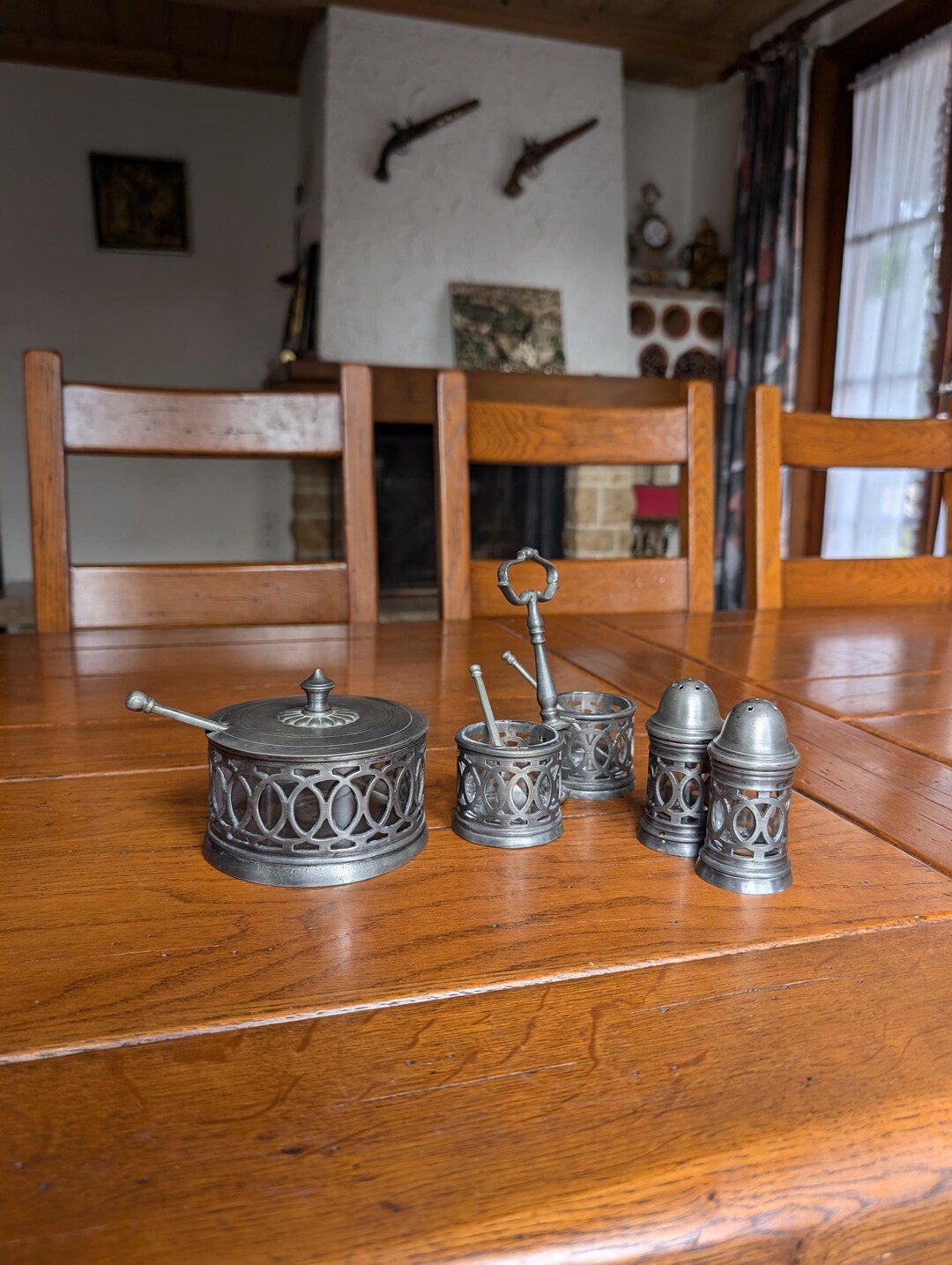 Italian Vintage Zinc Spice Set With Parmesan Jar Spoon Salt Pepper Oil ...