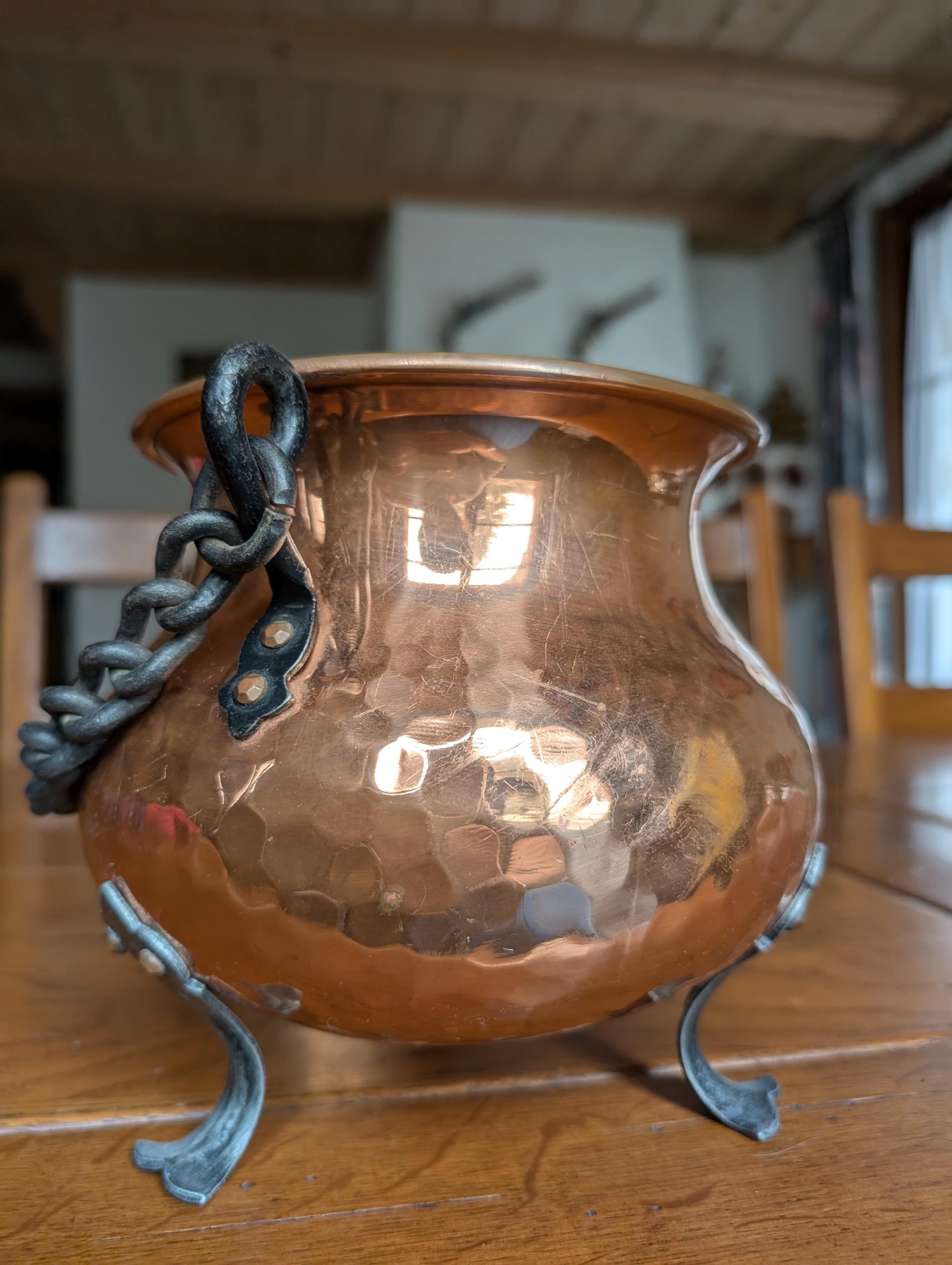 Swiss Vintage Copper Planter Pot, Handmade Alpine Decor - Etsy