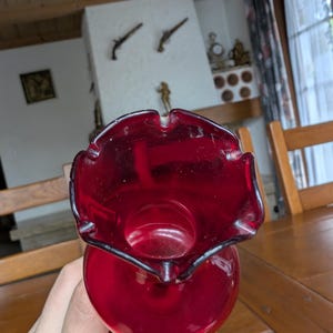 Vintage Glass Oil Lamp, Red Drip Pattern, Ruby Chimney, Hong Kong Decor ...