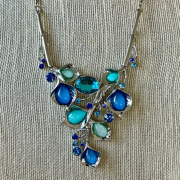 Blue and Silver Necklace - Etsy