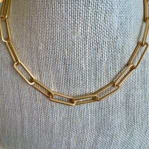 Matte Gold Rectangle Chain, Gold Link Chain Necklace, Gold Thick ...