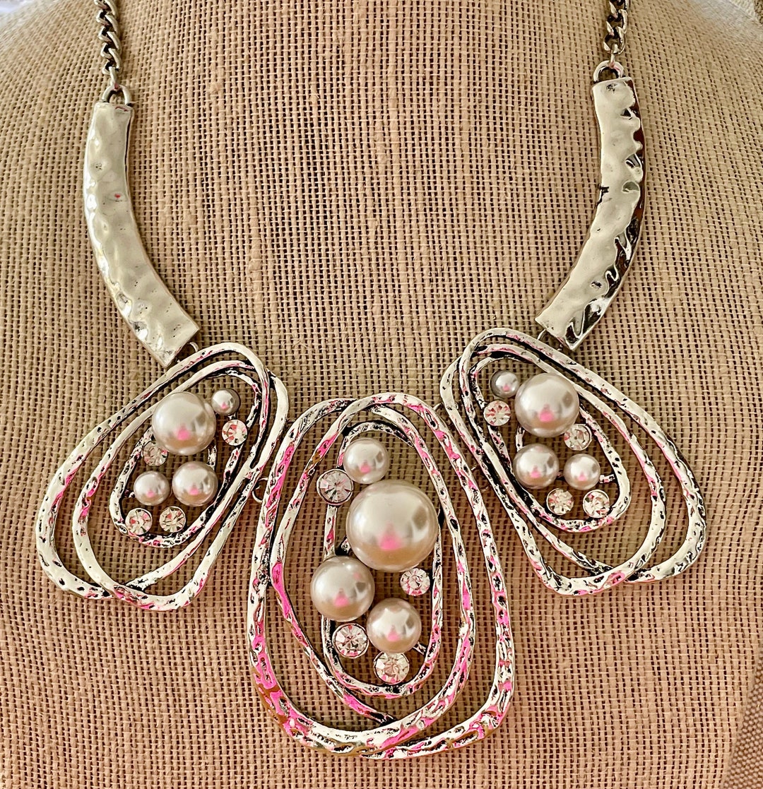 Pearlcore, Pearl Necklace Gifted, Statement Necklace, Silver Statement ...