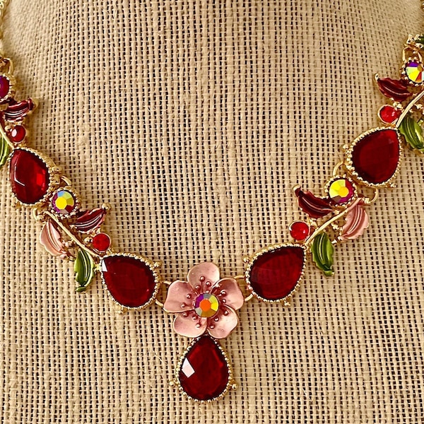 Red Statement Necklace - Etsy