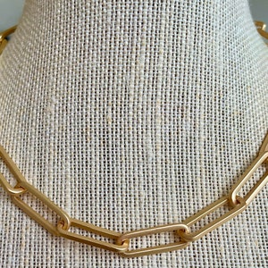 Matte Gold Rectangle Chain, Gold Link Chain Necklace, Gold Thick ...