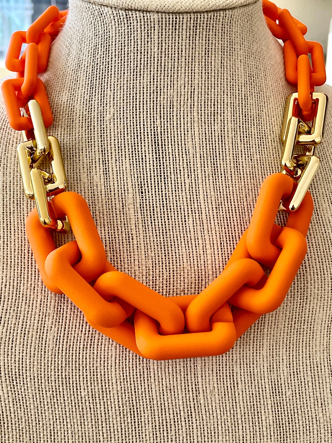 Statement Necklace Orange Statement Necklace Chunky - Etsy