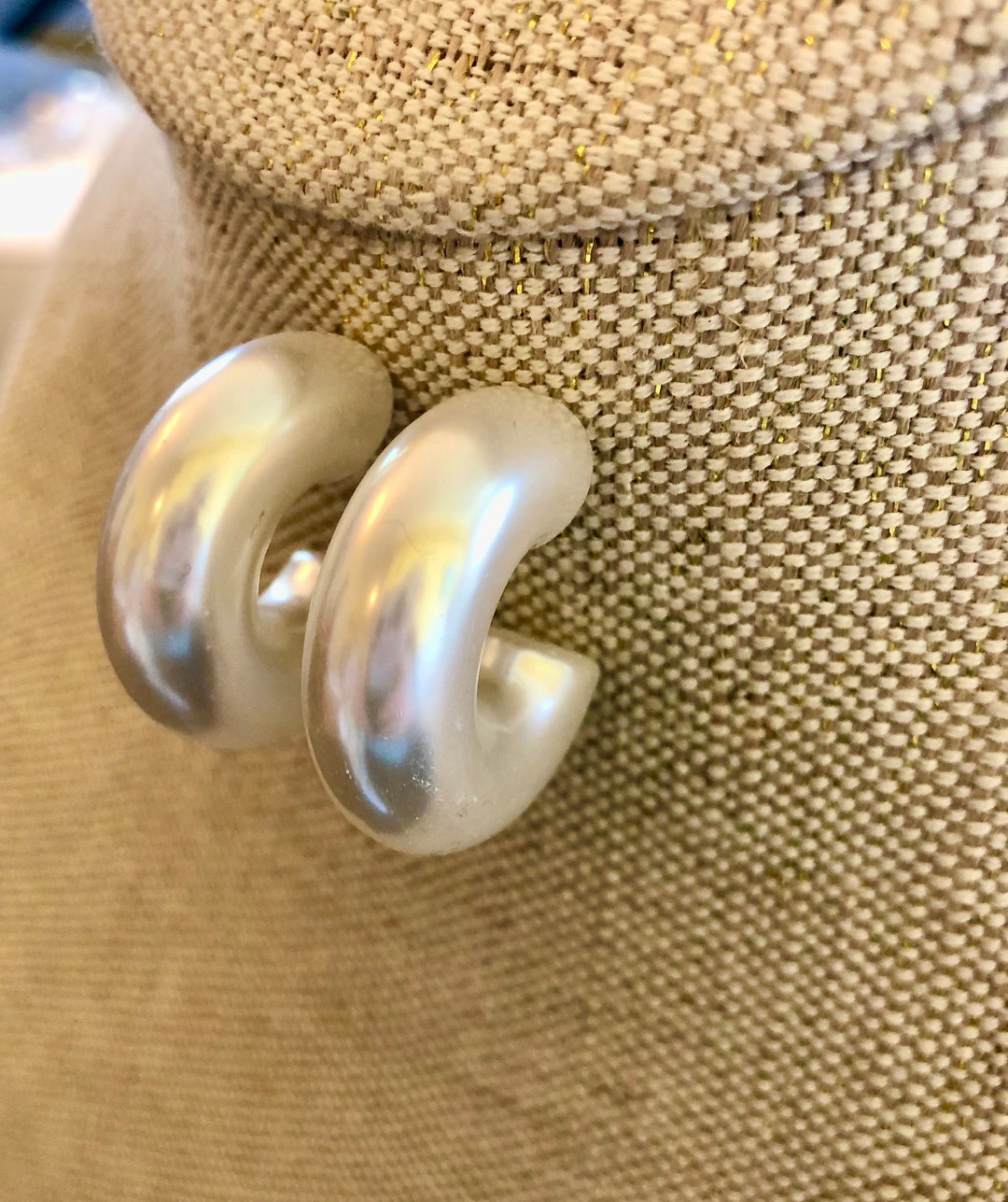 1 INCH Matte Silver Hoop, Matte Silver Chunky Hoop, Thick Silver Hoop ...