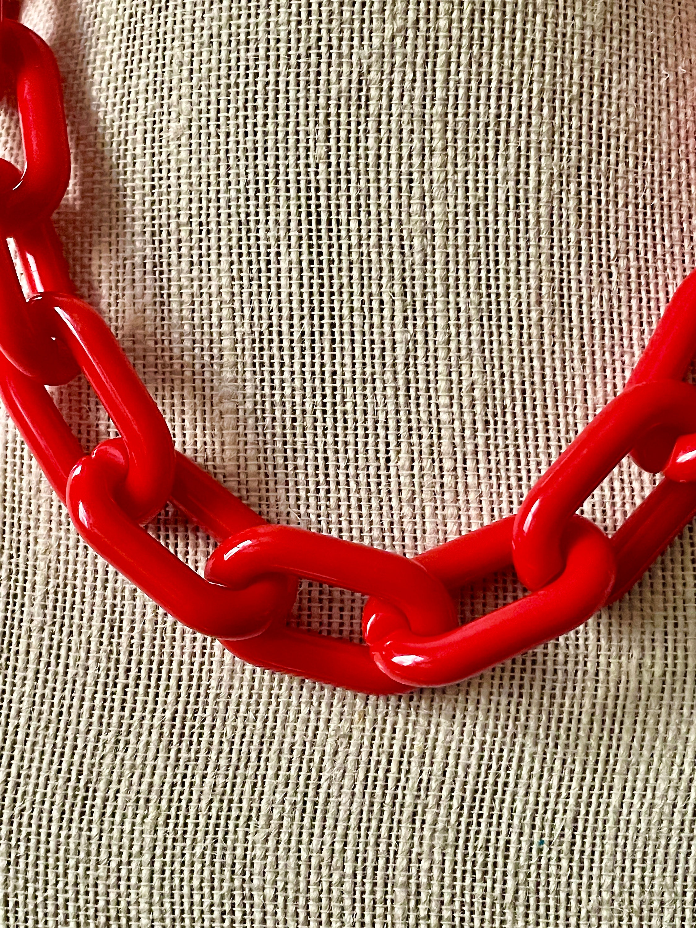 Red Chunky Resin Necklace Red Chain Link Necklace Red Resin - Etsy