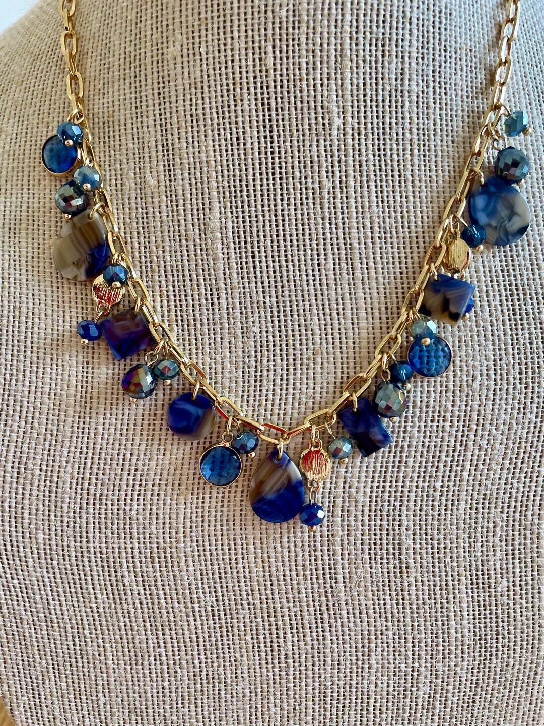 Charm Necklaces Stones, Good Luck Stone Charms, Blue Charm Necklace ...