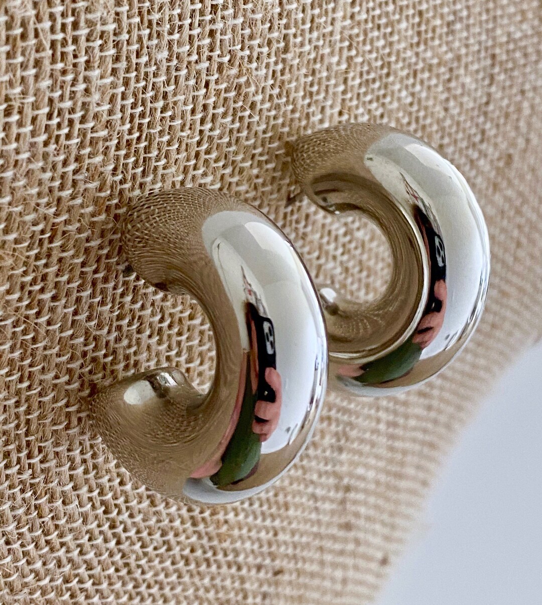 1 INCH Thick Silver Hoops, Silver Hoop Earrings, Chunky Silver Hoops ...