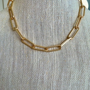 Matte Gold Rectangle Chain, Gold Link Chain Necklace, Gold Thick ...
