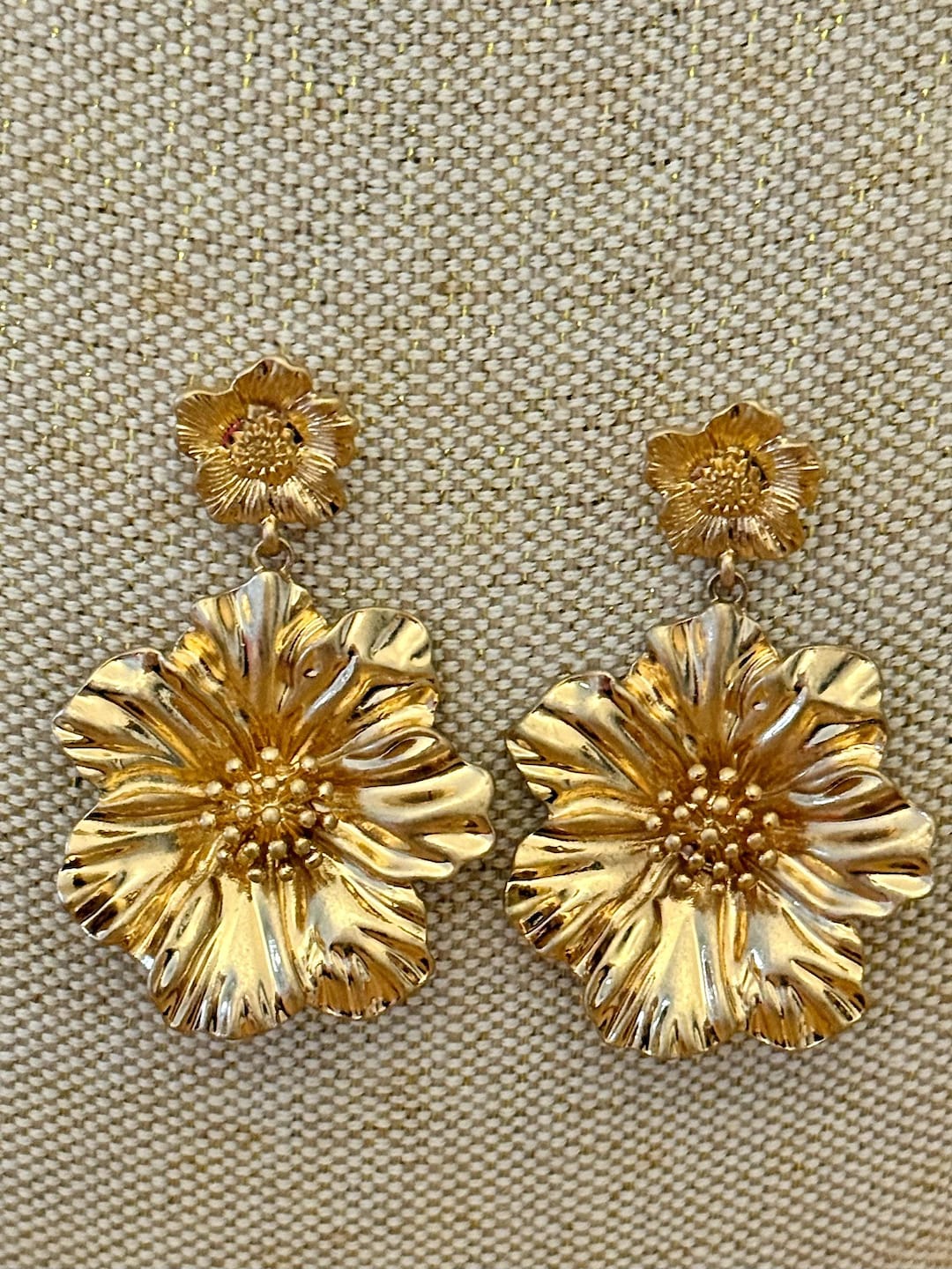 Statement Flower Earring, Statement Earring for Women, Gold Flower ...