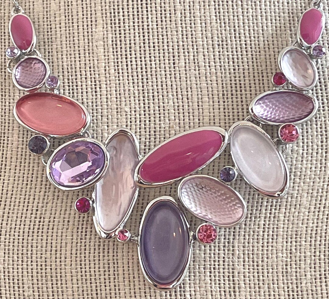 Statement Necklace, Chunky Necklace, Purple Statement Necklace, Pink ...
