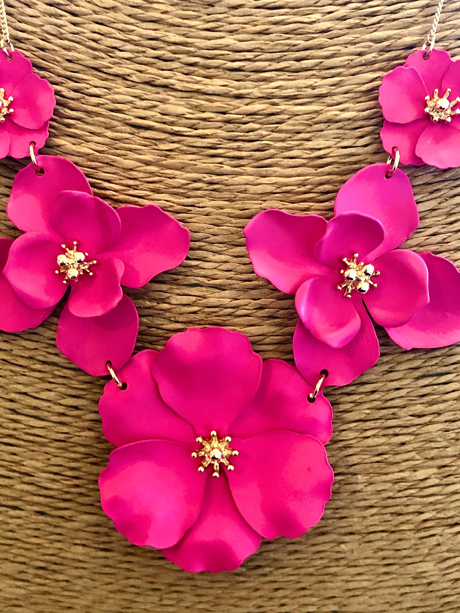 Statement necklace pink statement necklace hot pink | Etsy