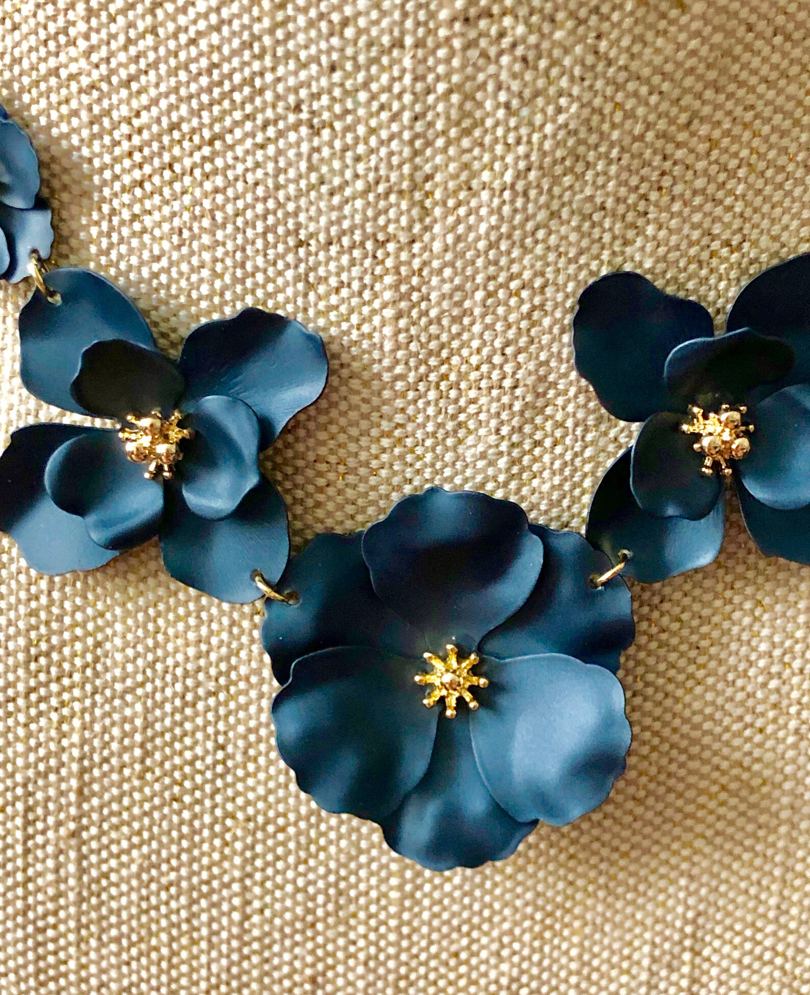 Flower Necklace for Women Blue Flower Necklace Navy Blue - Etsy